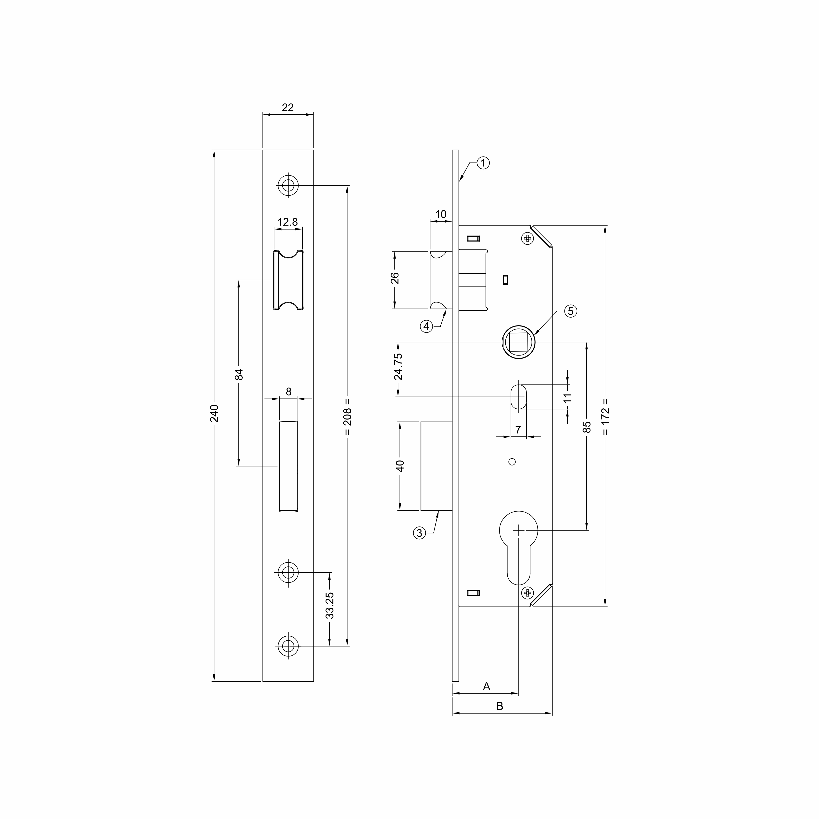Mortise Lockcase AA 2403 Series | ASSA ABLOY