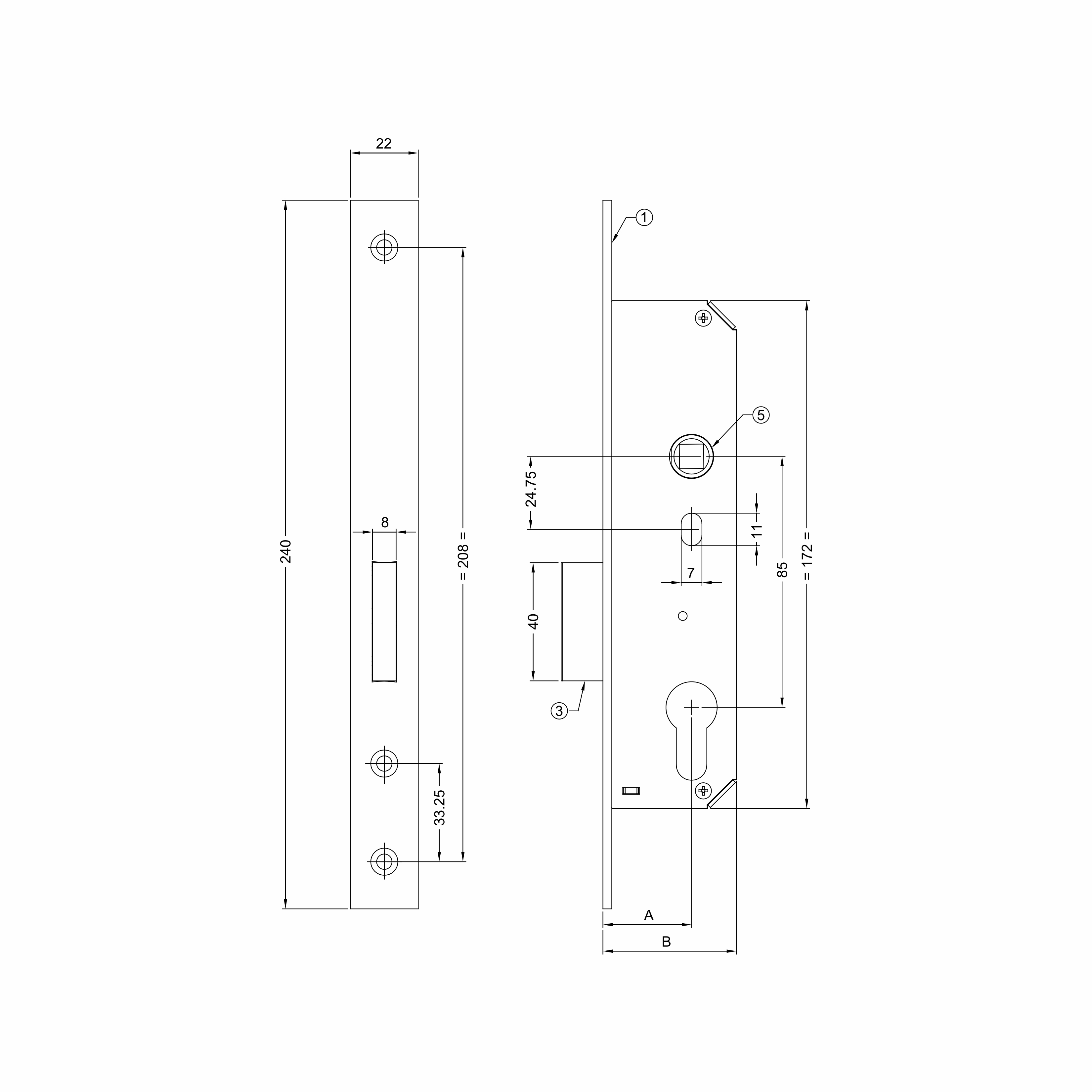 Mortise Lockcase AA 2404 Series | ASSA ABLOY