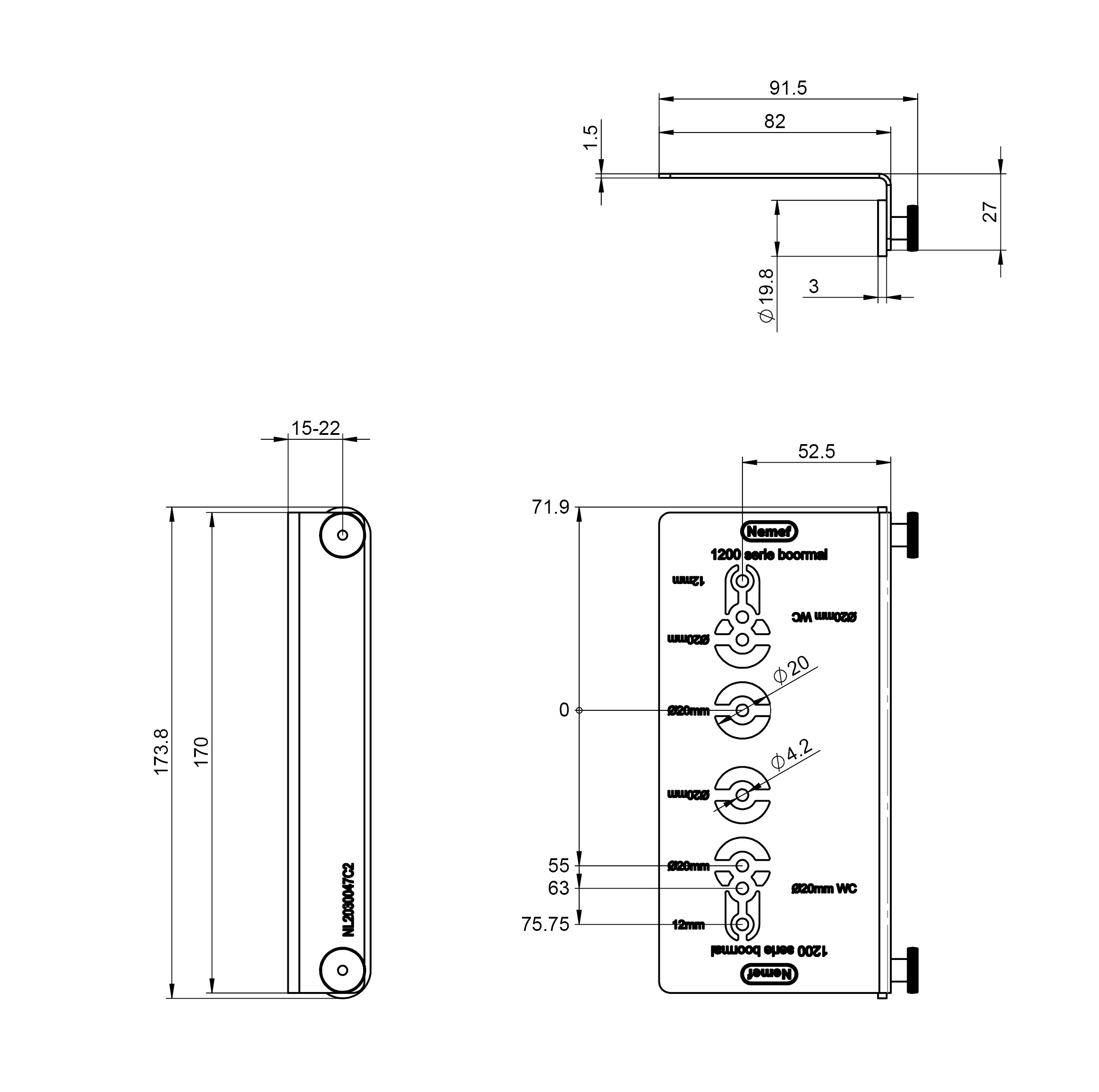 Nemef boormal voor 1200 serie binnendeursloten | ASSA ABLOY
