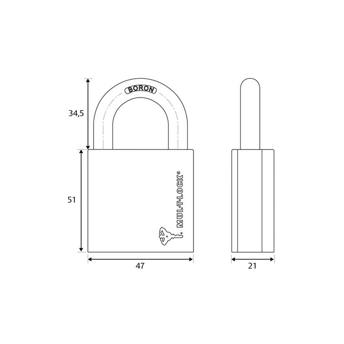 47mm Padlock with 8mm Boron Shackle | ASSA ABLOY