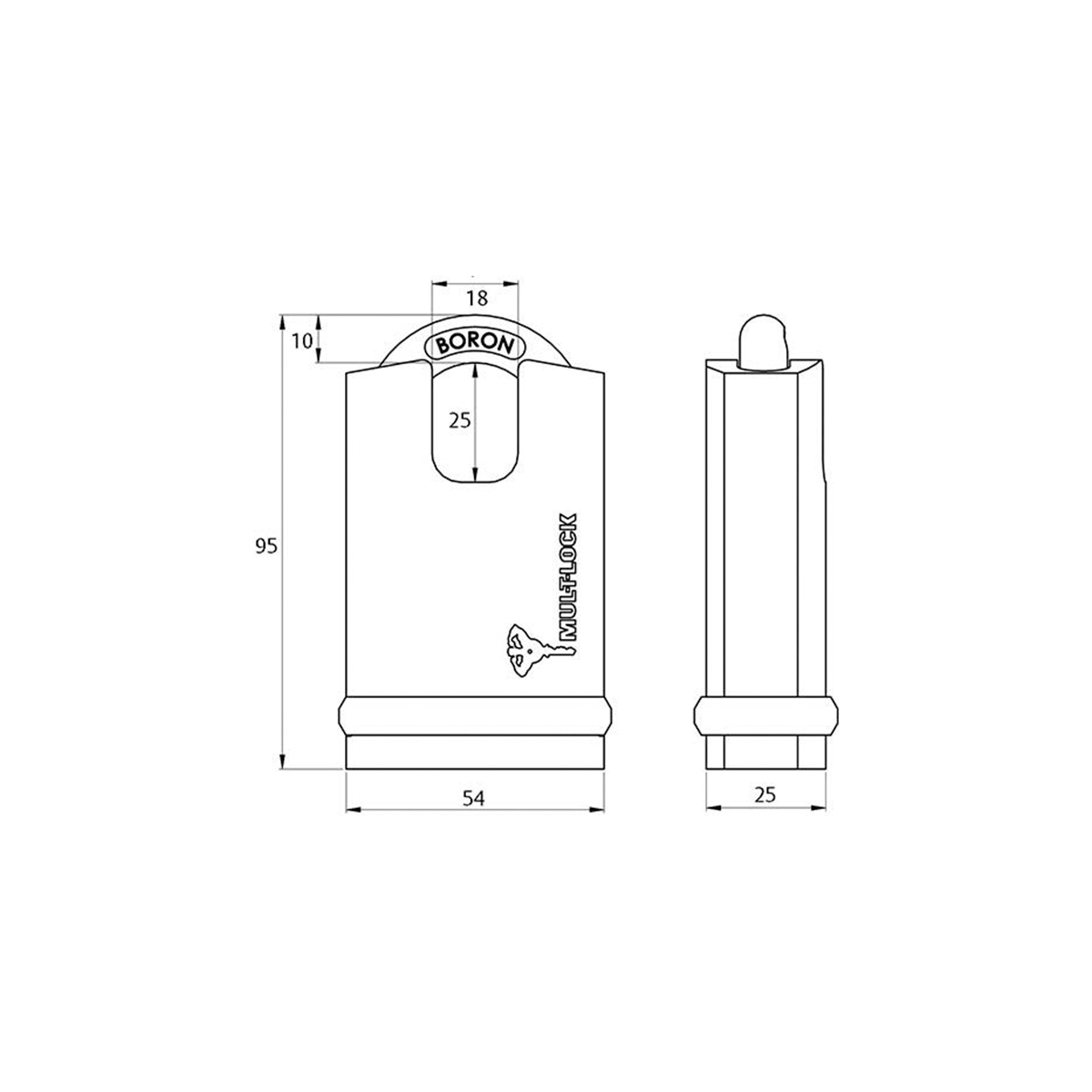 54mm Padlock with 10mm protected hardened boron shackle | ASSA ABLOY